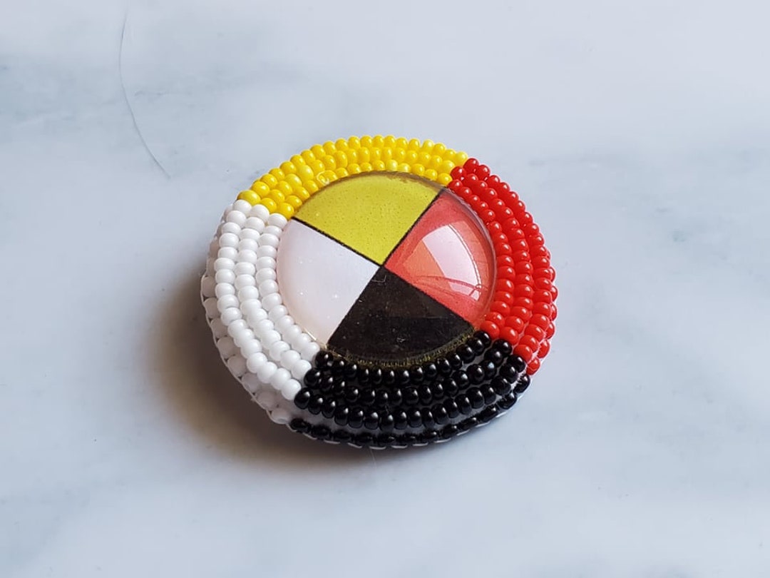 Beaded Medicine Wheel Pin, Indigenous First Nations Native American ...