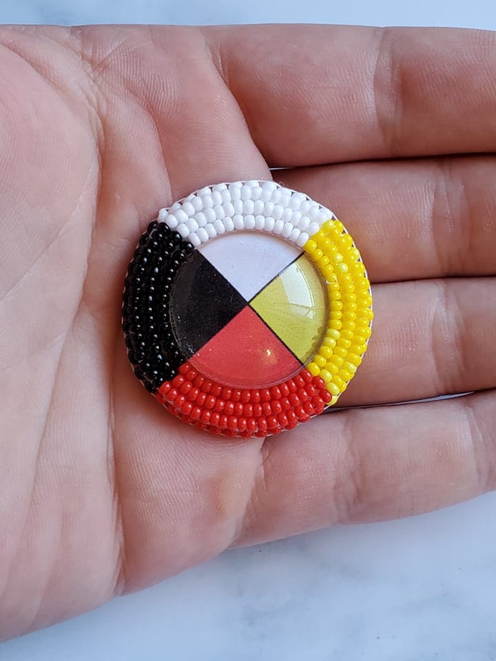 Beaded Medicine Wheel Pin Indigenous First Nations Native - Etsy