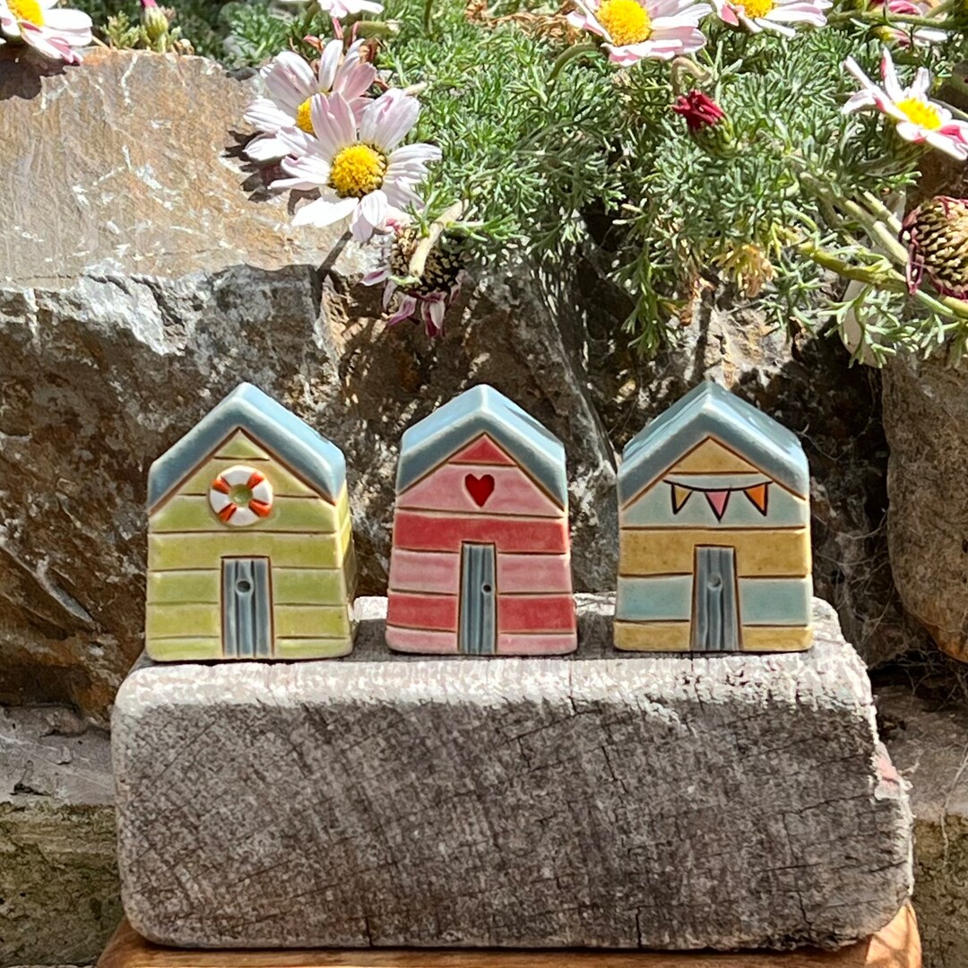 One Ceramic Beach Hut. Handmade Small Ceramic Pottery, Beach Themed ...
