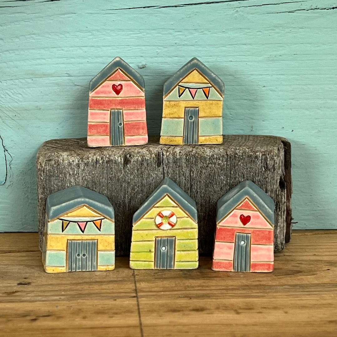 One Ceramic Beach Hut. Handmade Small Ceramic Pottery, Beach Themed ...