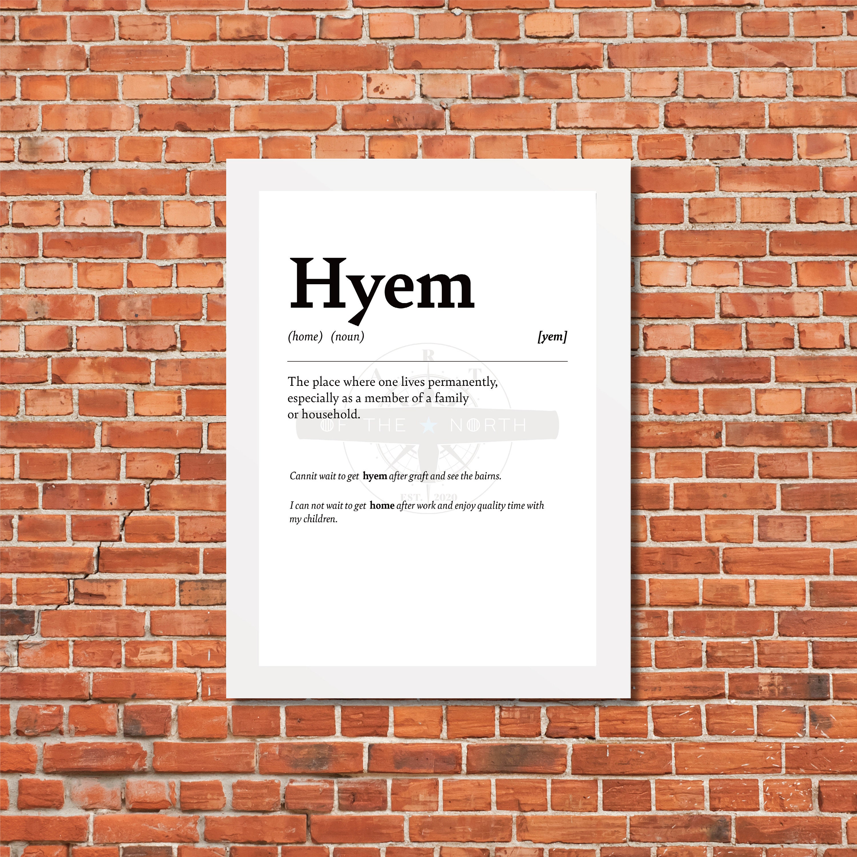 Geordie Words - Hyem Definition - Etsy Hong Kong