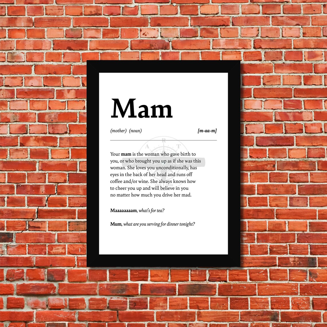 Mam Definition Geordie Words | Etsy