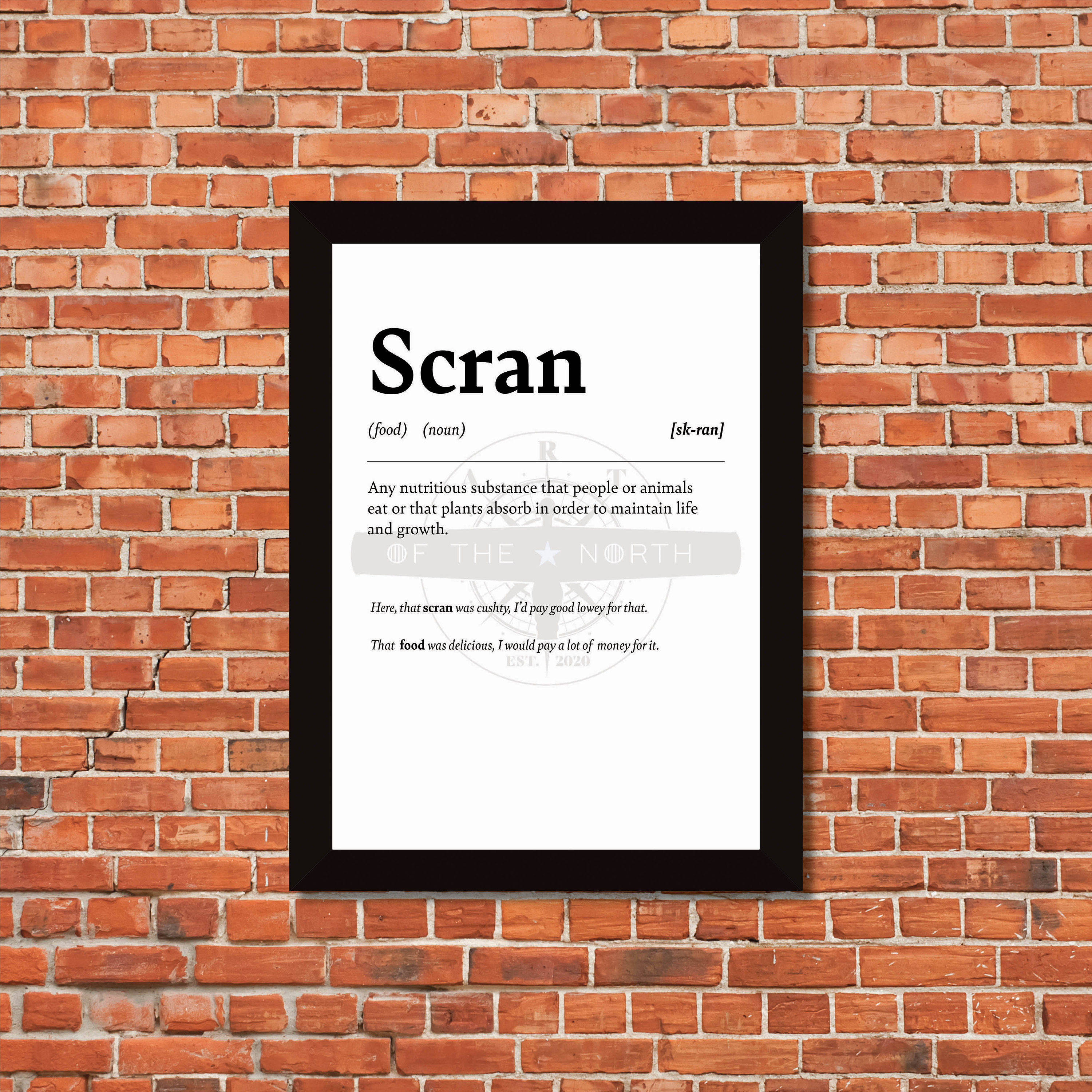 Geordie Words Scran Definition - Etsy UK