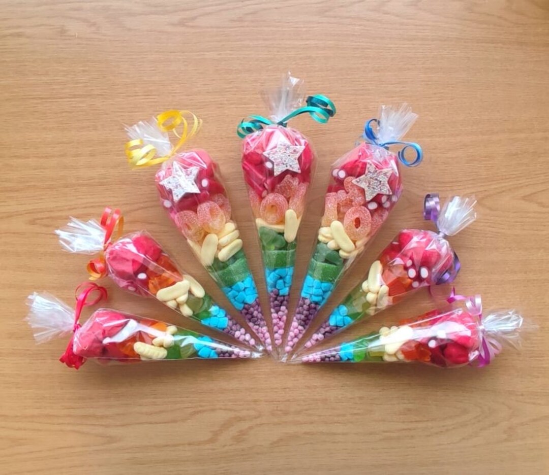 RAINBOW Party Sweet Bags, Sweet Cones, Favours, Party Gifts, Sweetshop ...