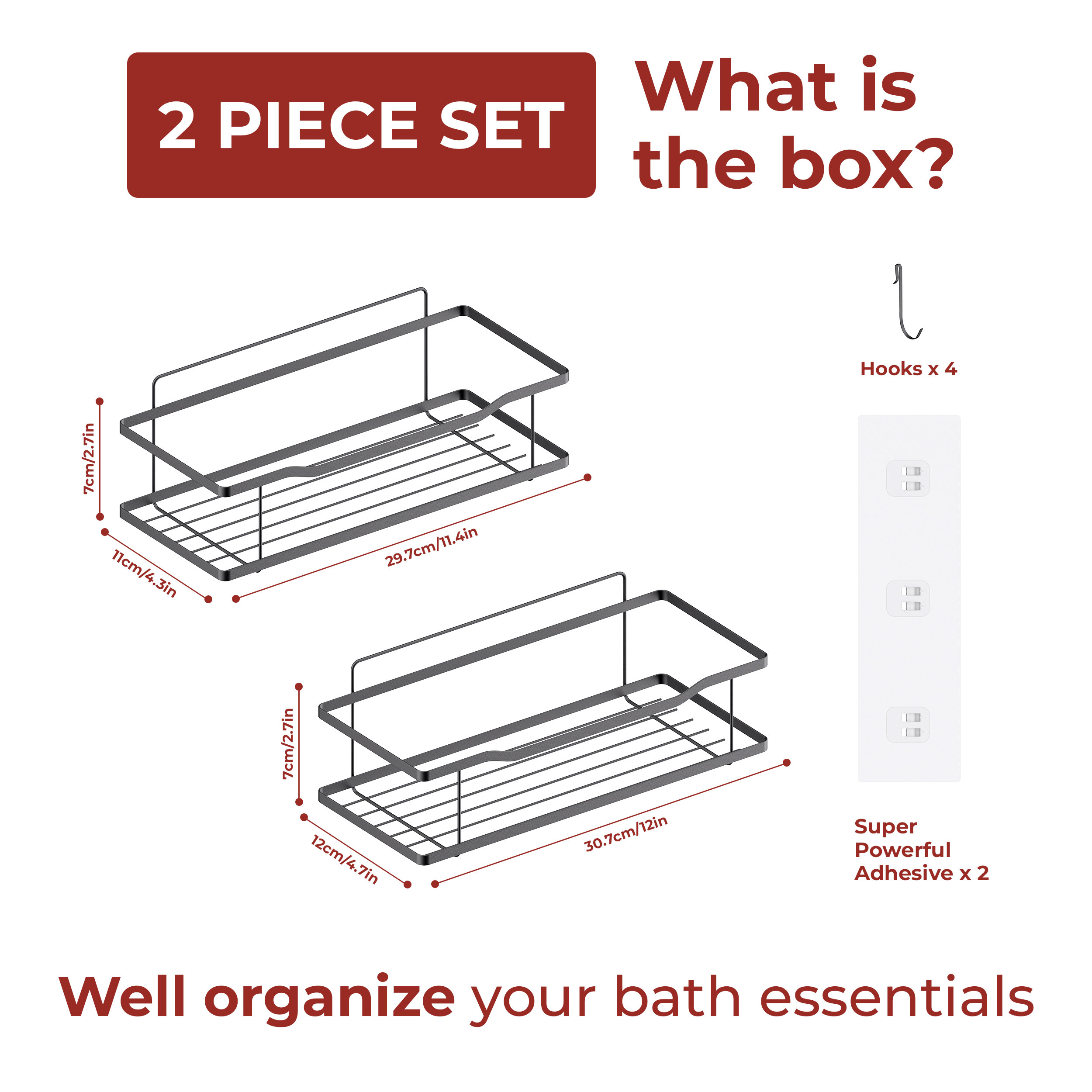 Iqatom Shower Caddy Shelf Organizer, Can Be Wall-mounted Without Holes ...