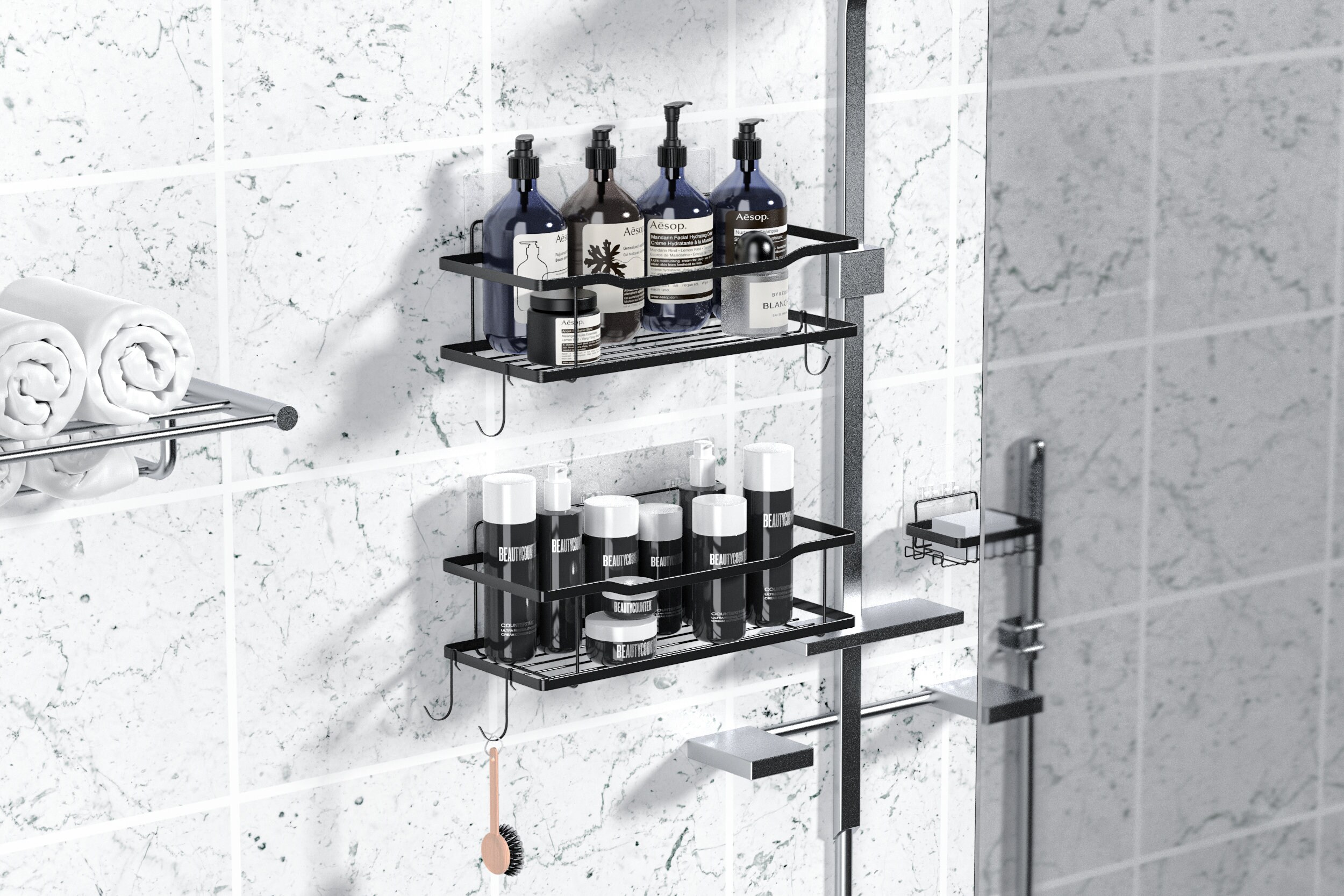 Iqatom Shower Caddy Shelf Organizer, Can Be Wall-mounted Without Holes ...