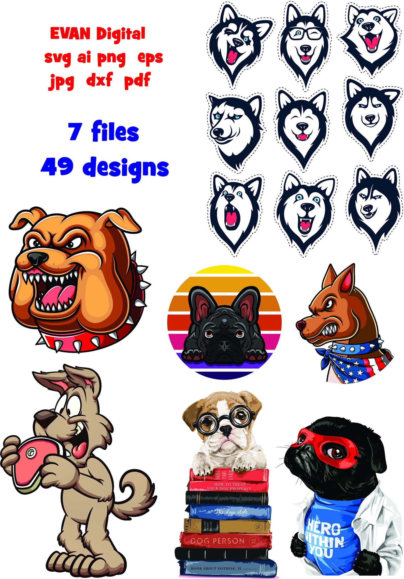 Perros svg ai png eps dxf pdf jpg regalos para perros camisas para ...