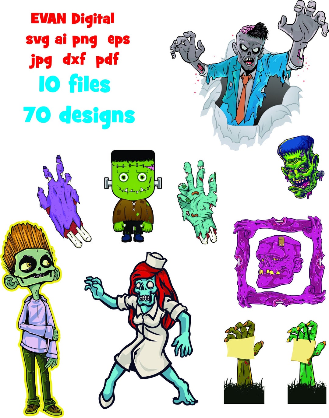 Zombies Svg Ai Png Eps Dxf Pdf Jpg Zombi Human Technology - Etsy