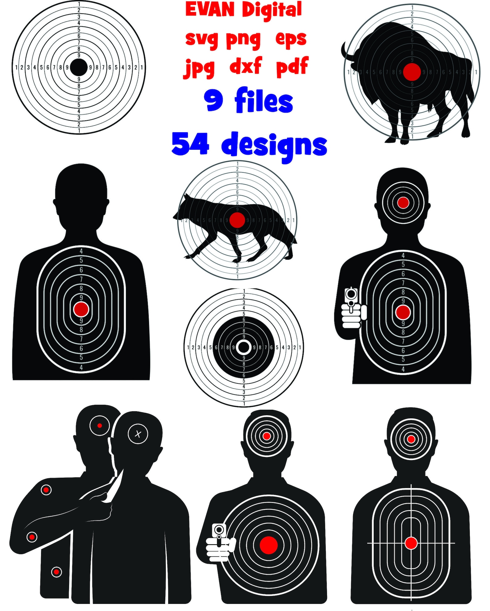 Shooting Target Svg Png Eps Dxf Pdf Jpg Target Svg Gun Target Rifle ...