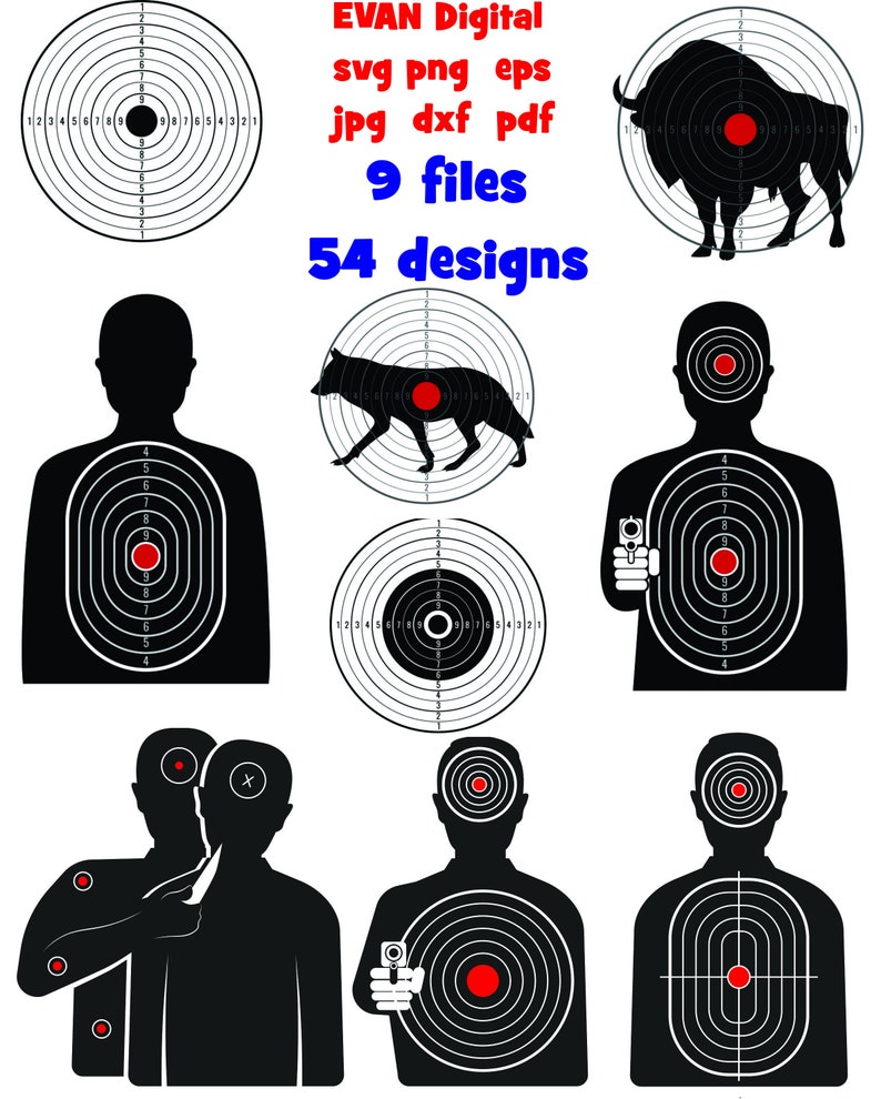 Shooting Target Svg Png Eps Dxf Pdf Jpg Target Svg Gun Target Rifle ...