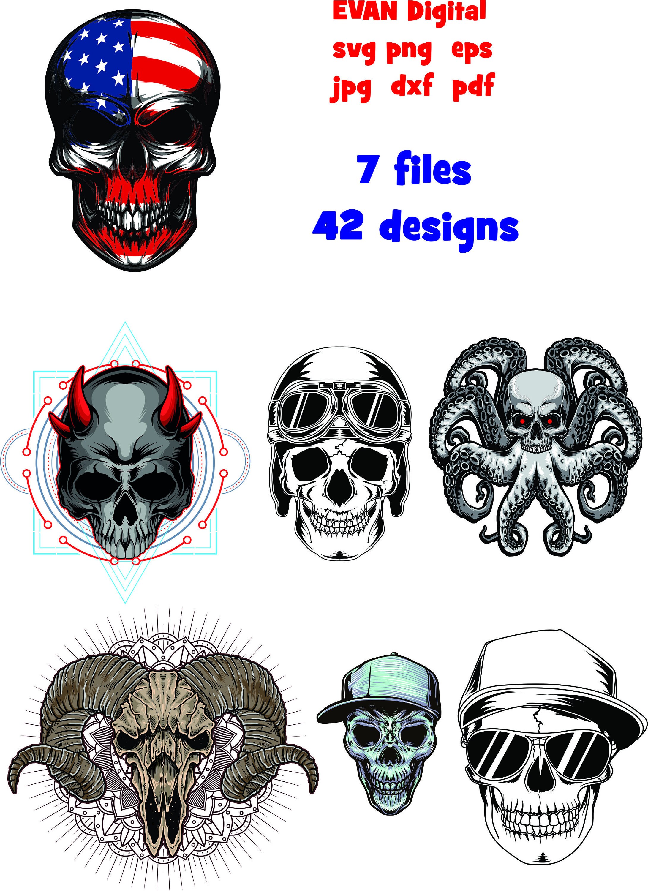 Scull Svg Png Dxf Eps Pdf Jpg Sculls Gift American Flag Scull US Flag ...