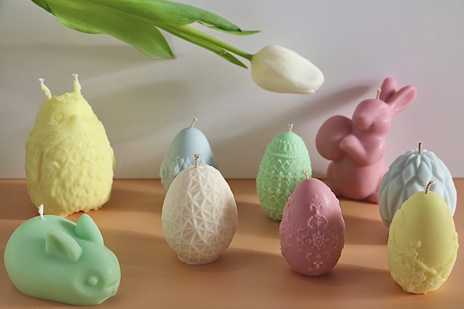 EASTER BUNNY Candle Easter Easter Eggs Handmade Decorative Pillar ...