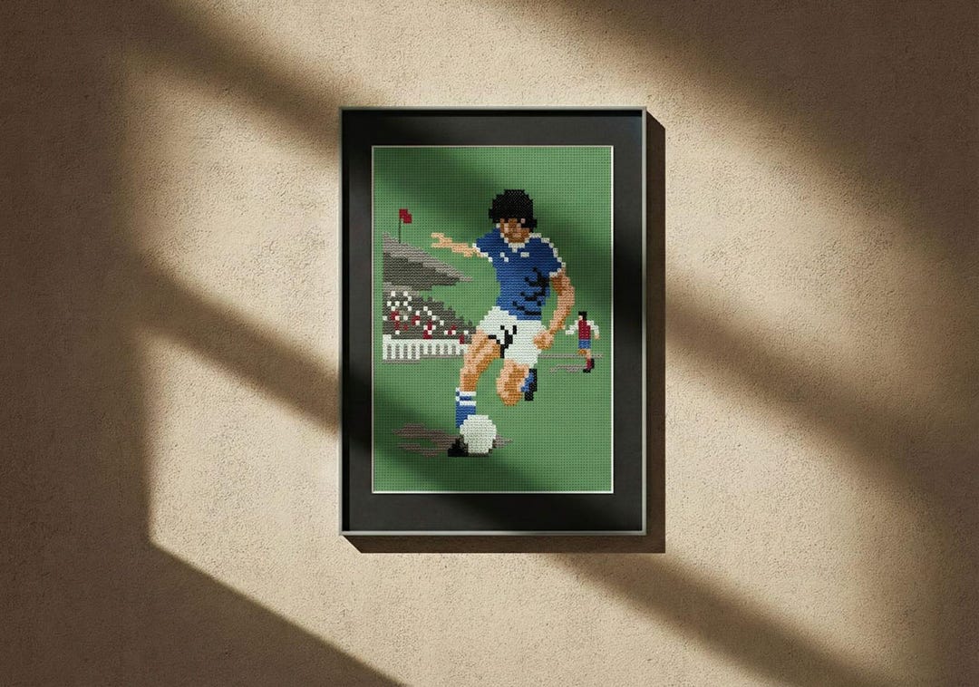 Retro Soccer Cross Stitch Pattern, Football Player Pixel Art, Vintage ...