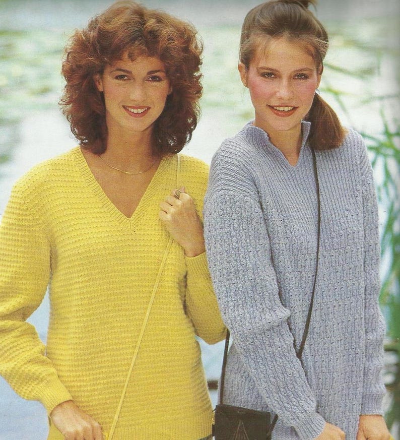 Modèle PULL Col V Point Fantaisie & PULL Point Pastilles Vintage 1981 ...