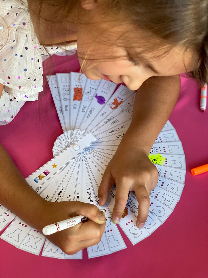 ABC Alphabet Fan for Children. Coloring Paper Hand Fan Learn - Etsy