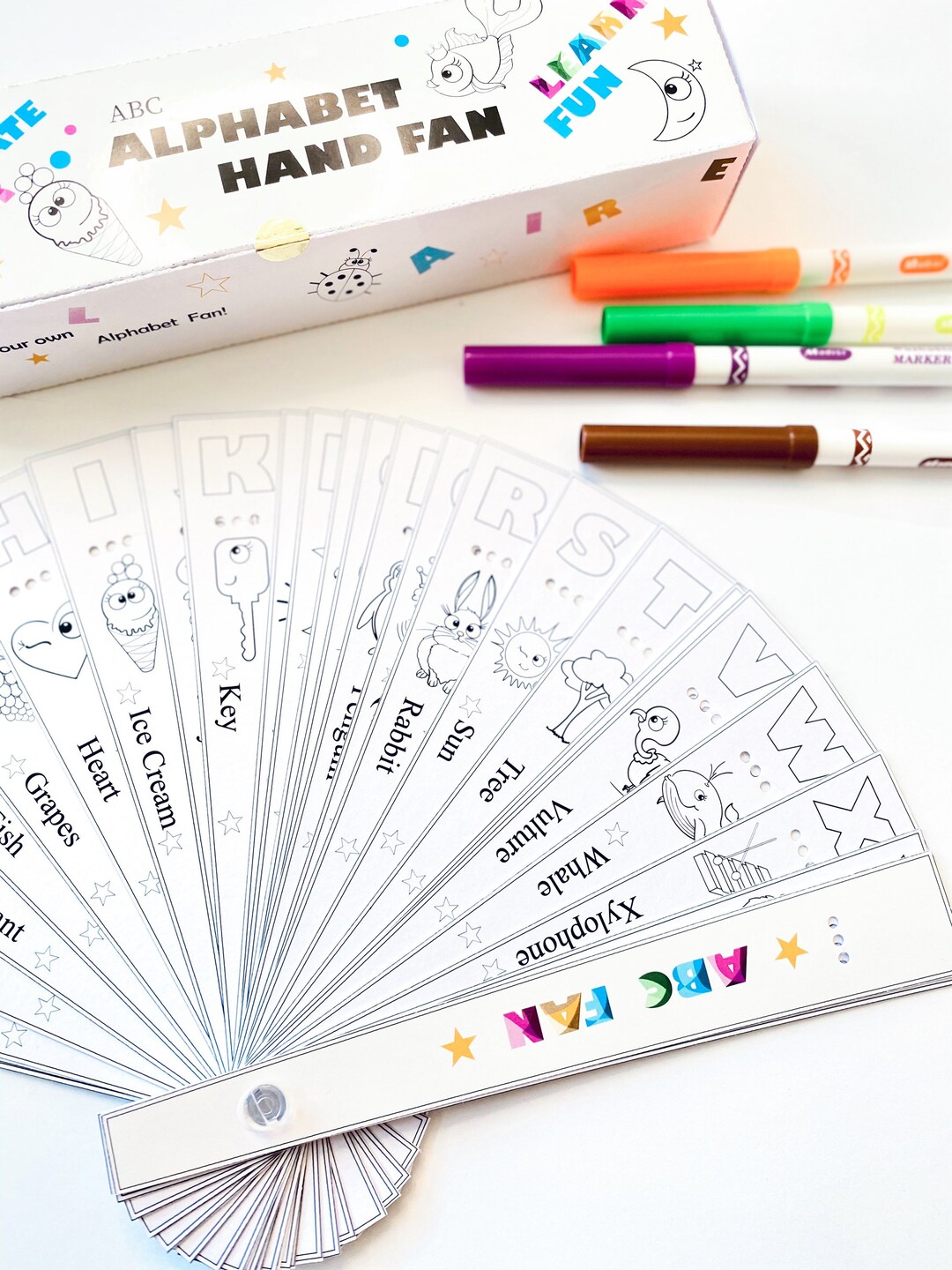 ABC Alphabet Montessori Folding Fan for Children. Handheld - Etsy