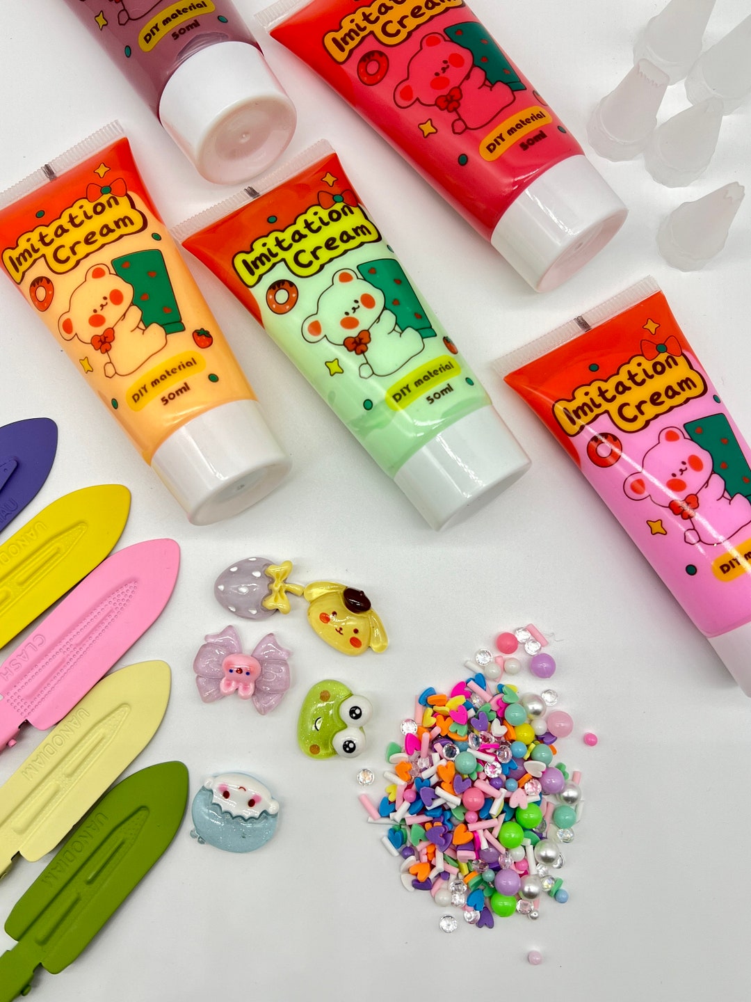 5 Pcs 50g Fake Whipped Cream Glue Set Decoden Cream Kit Charm Craft ...