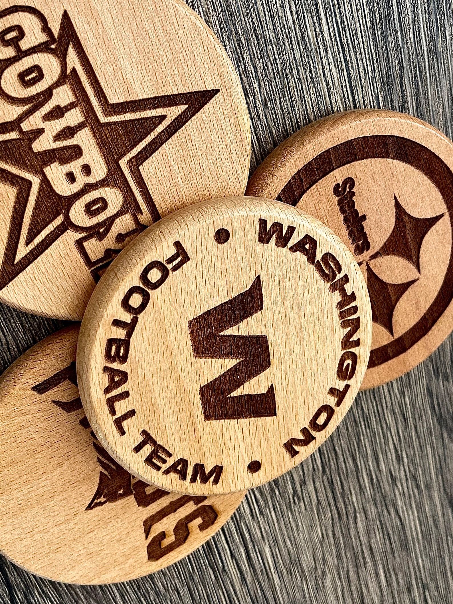 Football Team Logo Laser Engraved Wooden Coasters - Etsy