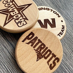 Football Team Logo Laser Engraved Wooden Coasters - Etsy