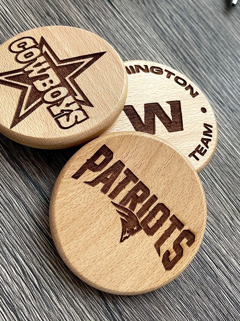 Football Team Logo Laser Engraved Wooden Coasters - Etsy