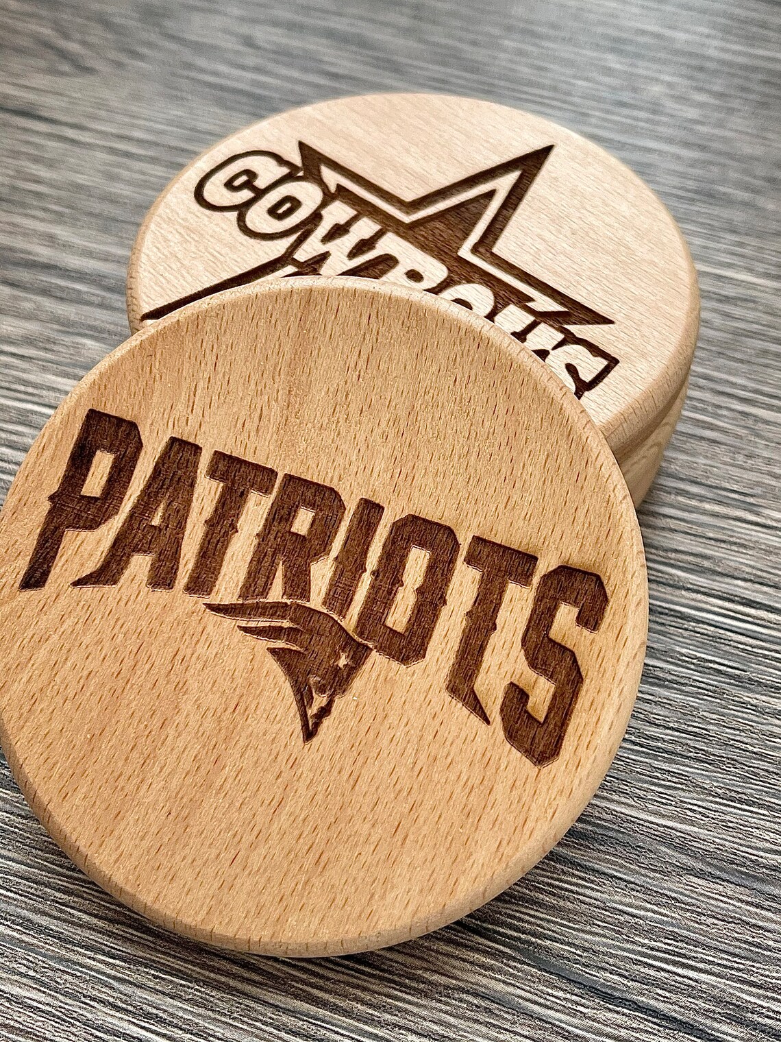 Football Team Logo Laser Engraved Wooden Coasters - Etsy