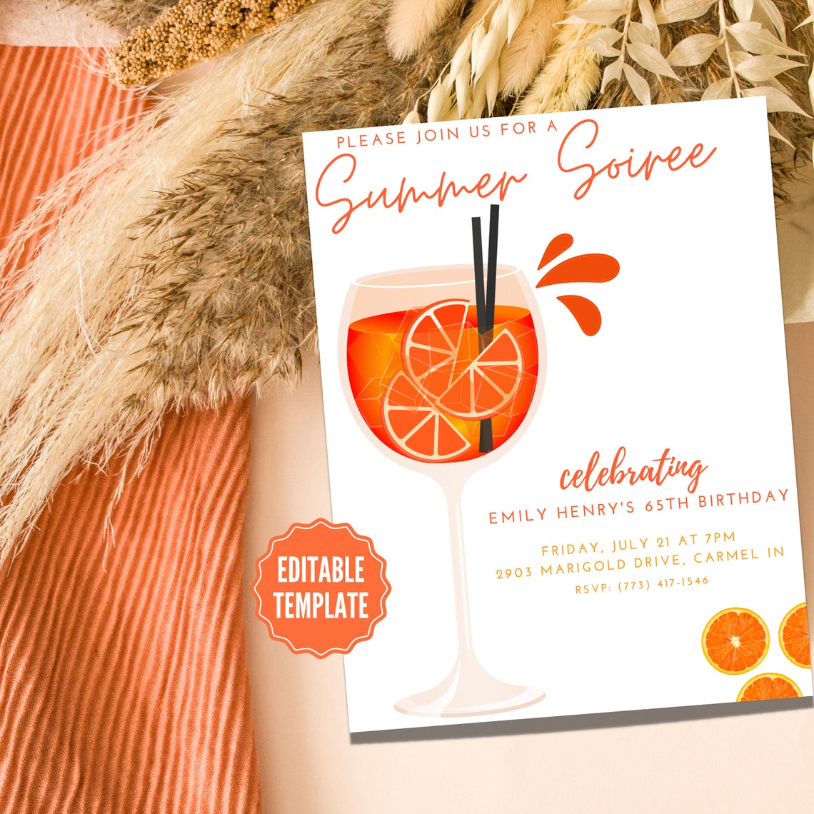 Summer Soiree Aperol Spritz Party Invitation, Summer Spritz Soiree ...
