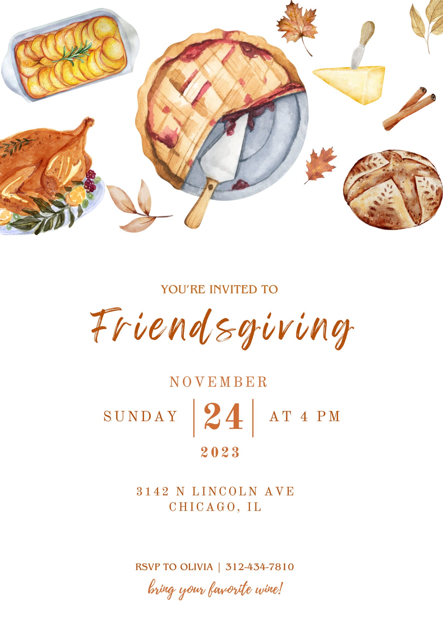 Friendsgiving Potluck Invite + Menu, Thanksgiving Dinner Invite Kit ...