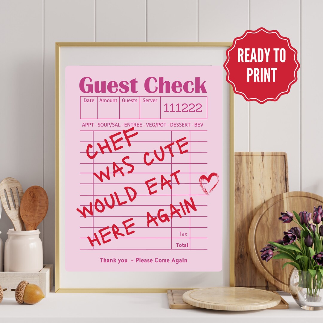 SET OF 9 Pink Lipstick Writing Guest Check Art Print, Printable Guest ...