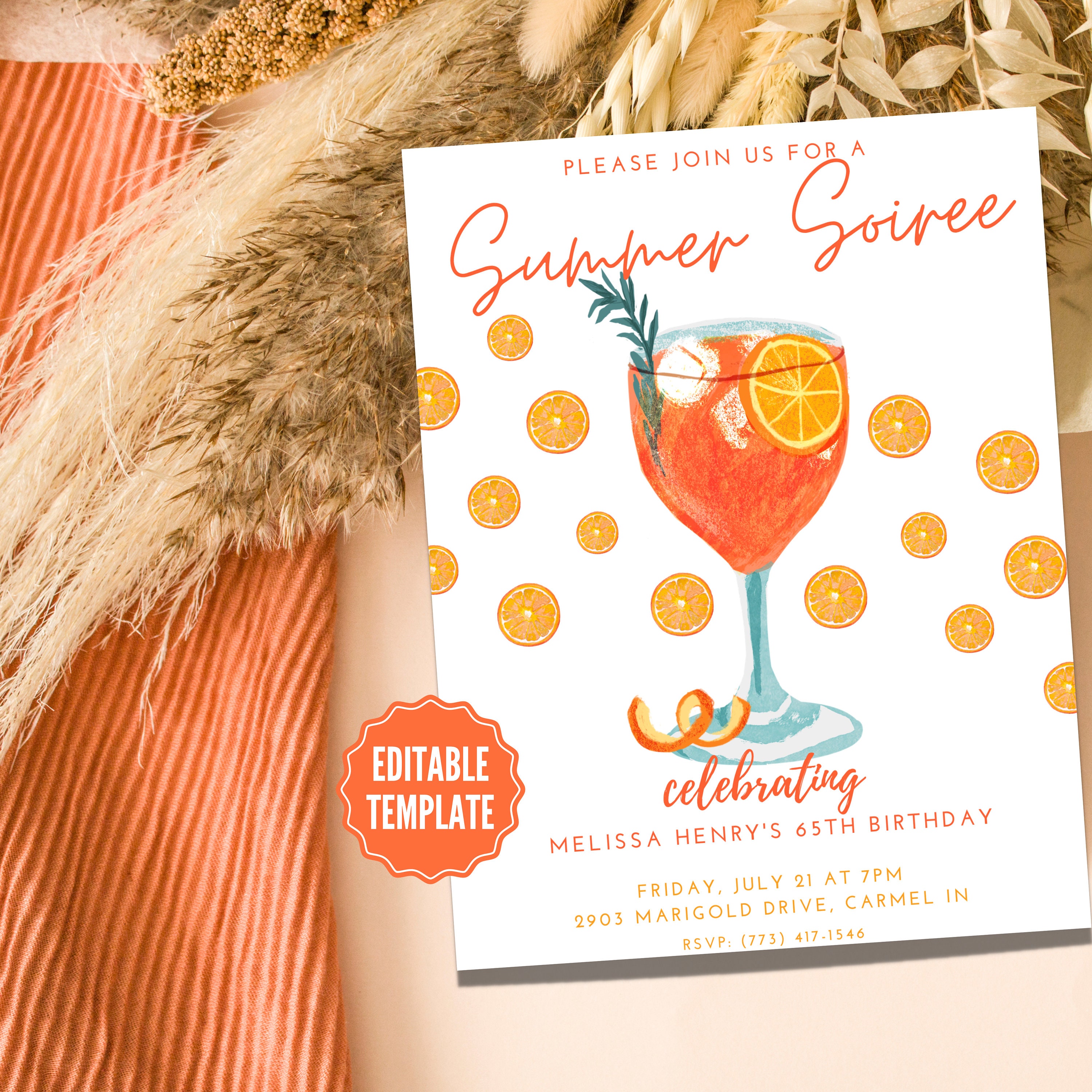 Summer Soiree Aperol Spritz Party Invitation, Summer Spritz Soiree ...