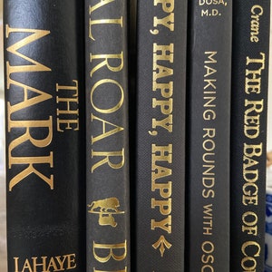 BLACK and GOLD Decorative BOOKS - 5 Color Block Books in Black With ...