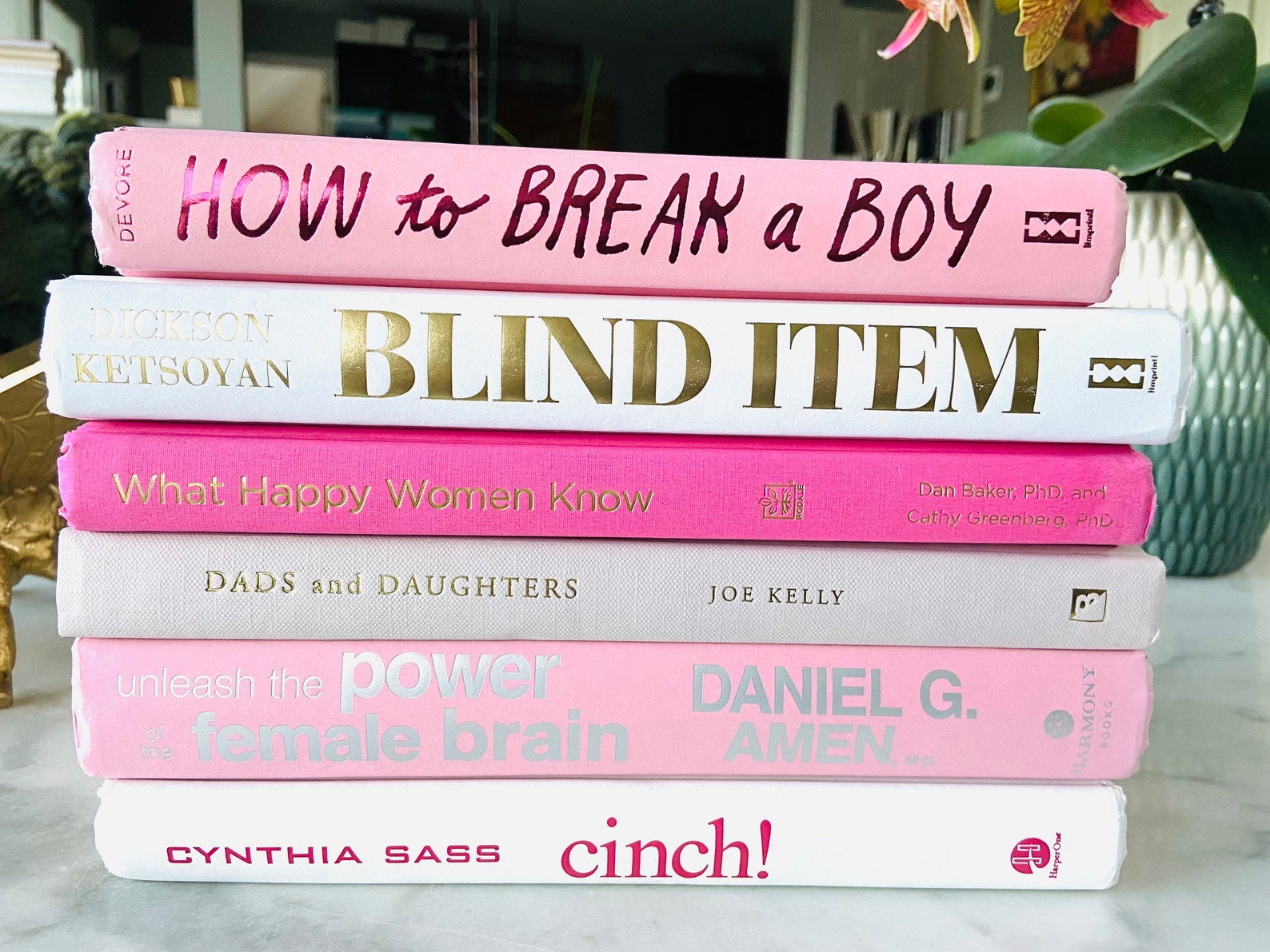 6 PINK BOOKS: 6 COMBO Pink Grey White ...great for Staging | Etsy