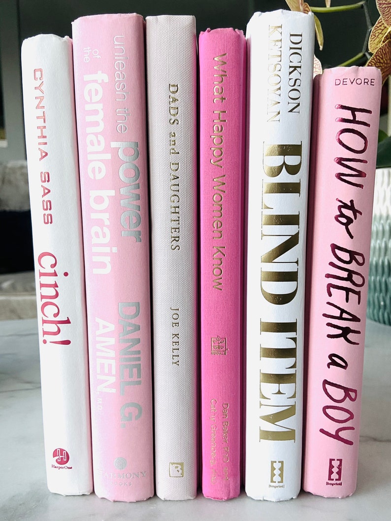 6 PINK BOOKS: 6 COMBO Pink Grey White ...great for Staging | Etsy