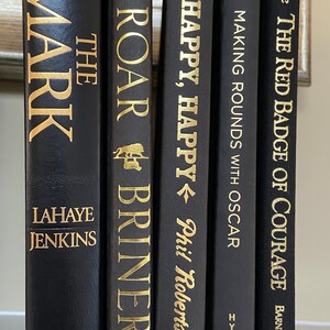 BLACK and GOLD Decorative BOOKS - 5 Color Block Books in Black With ...
