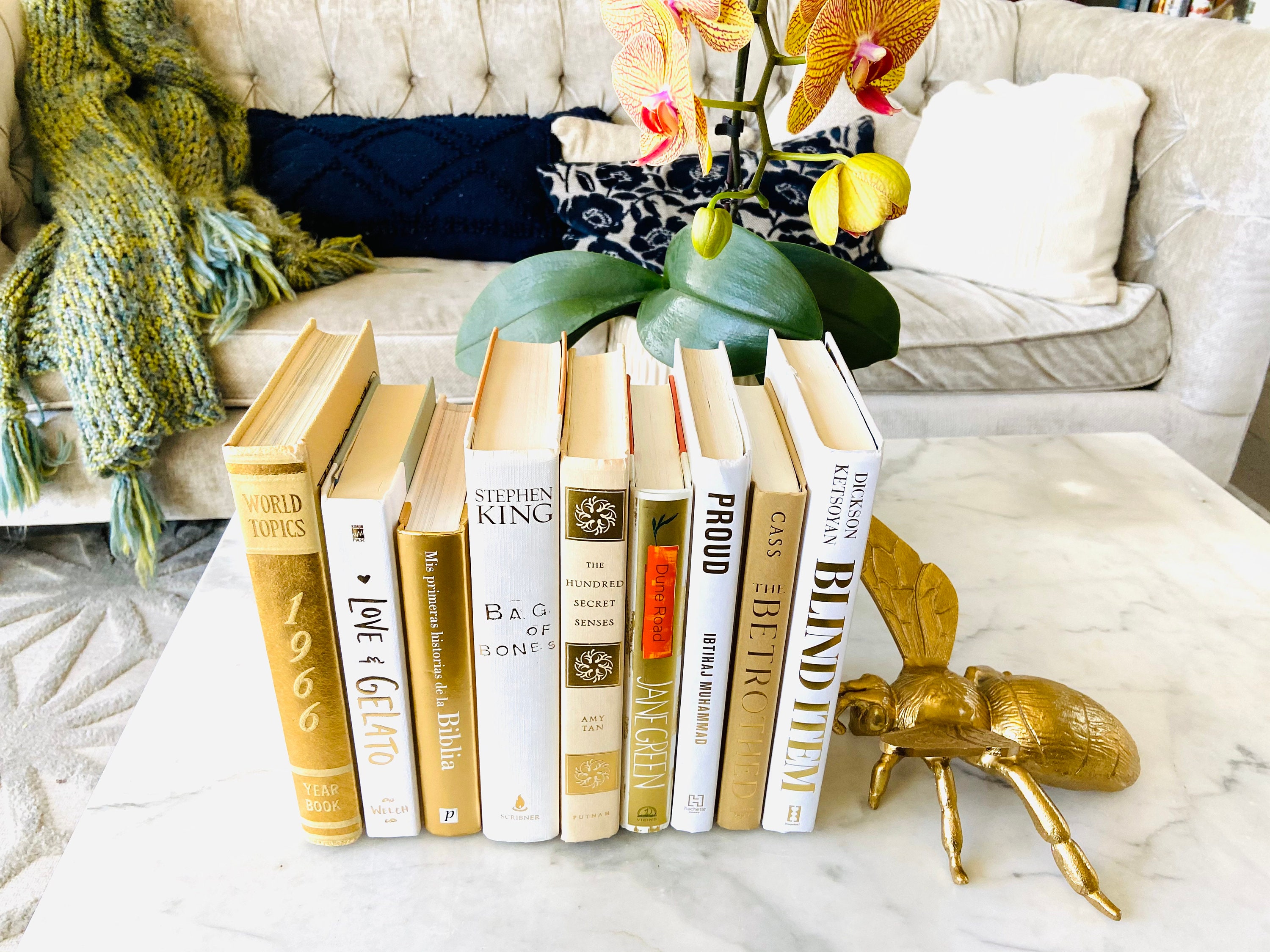 GOLD & WHITE BOOKS Decorative Books Bold Gold Neutral - Etsy