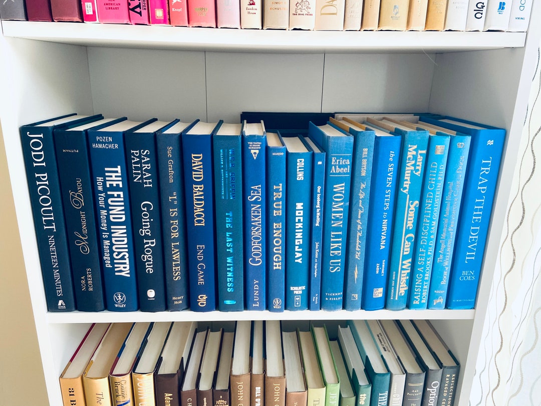 Bookcase of Moody Blues Color Curated Decorative Books - Stylish ...