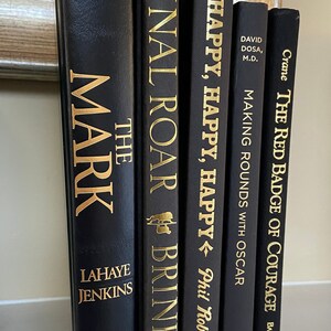 BLACK and GOLD Decorative BOOKS - 5 Color Block Books in Black With ...