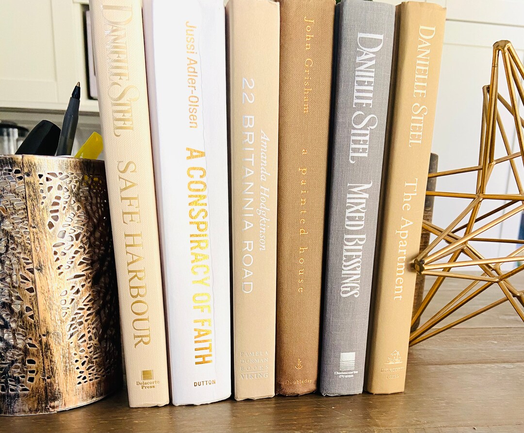 Bookcase Perfection GREY BEIGE NEUTRALS - 6 Piece Decorative Book Set ...