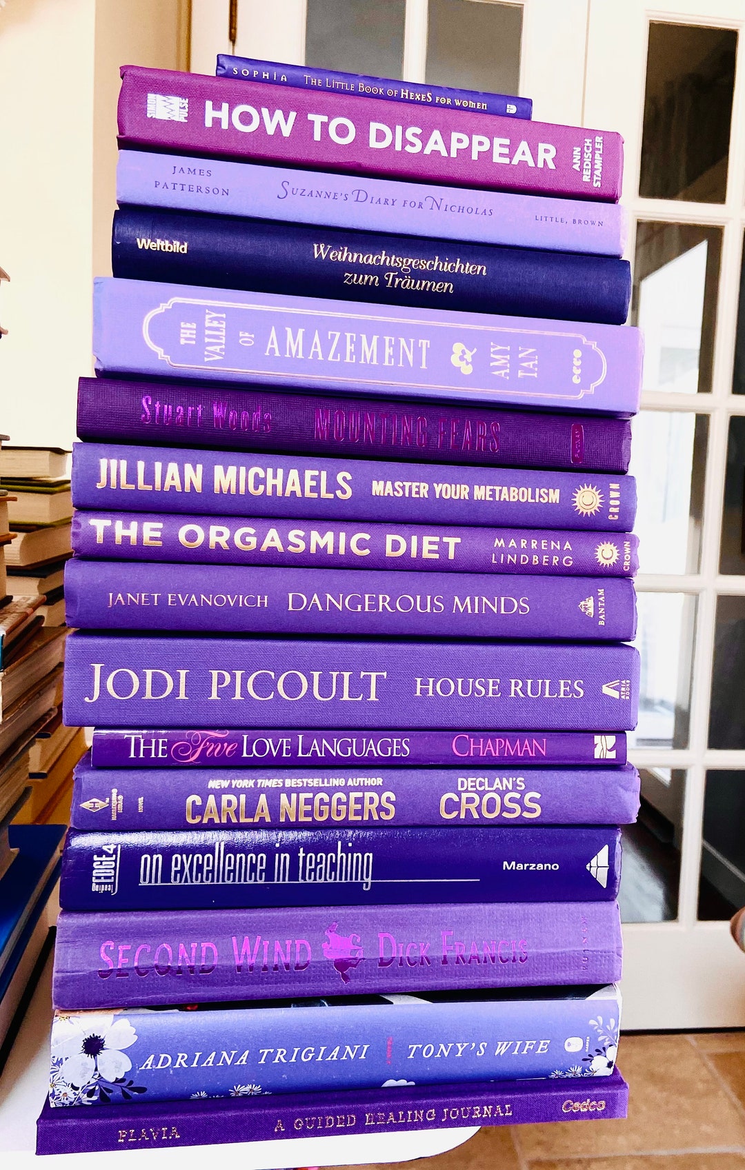 VIOLET, PURPLE & GOLD - You Choose 3, 6 or 9 Inches of Decorative Books ...