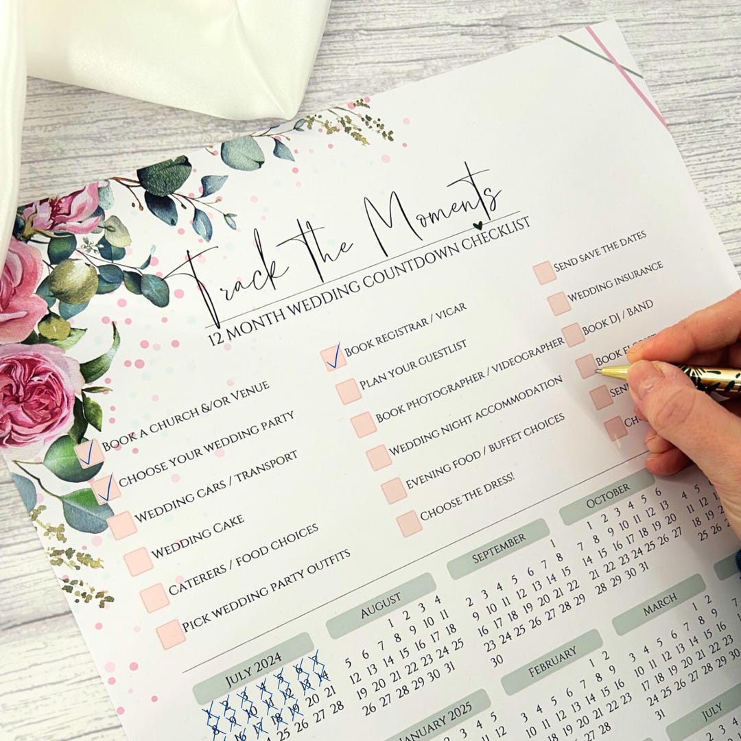 Wedding Planner Countdown Poster Personalised, Engagement Gift, Save ...