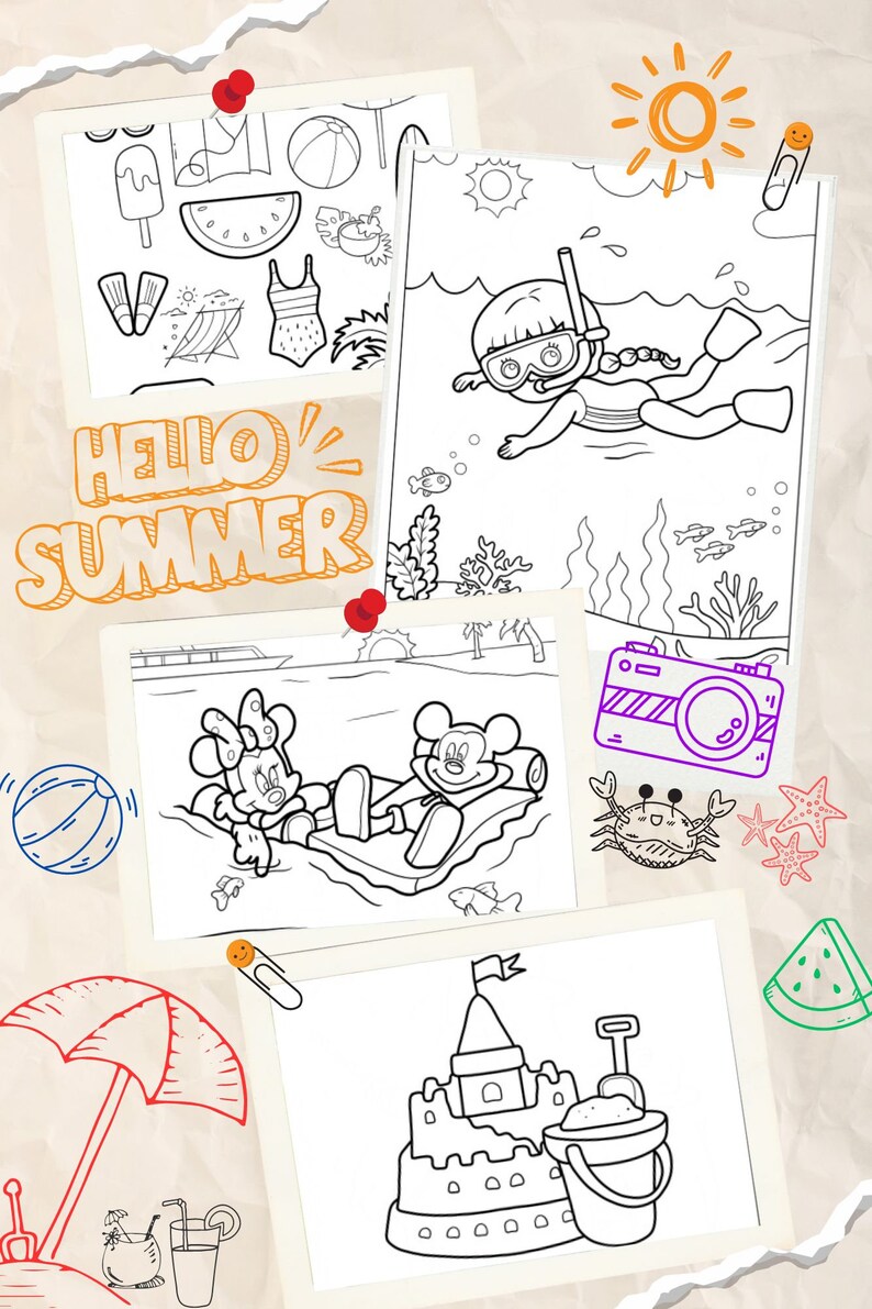 50 Summer Coloring Pages, Kids Summer Coloring Pages, Summer Coloring ...