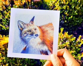Square Fox Postcard - Etsy