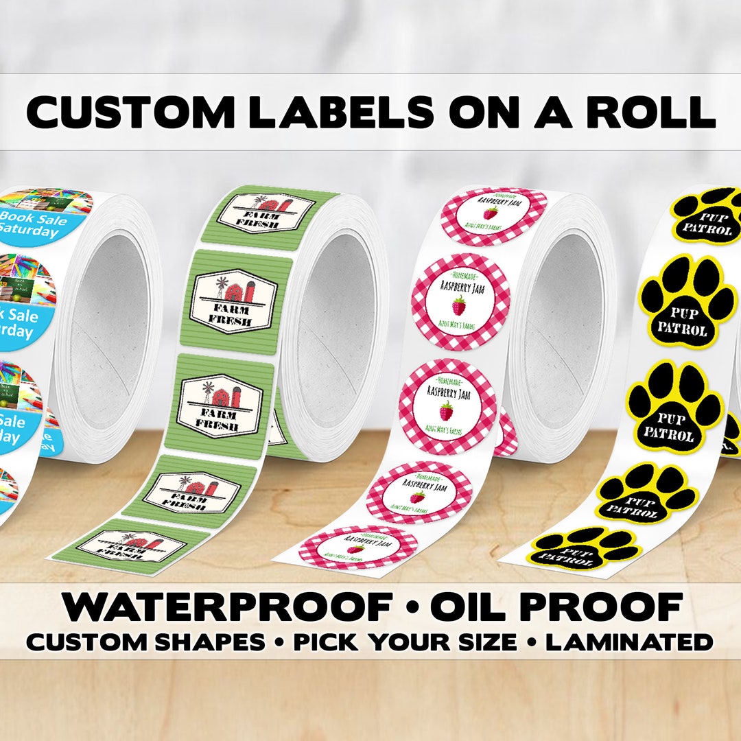 Custom Labels on a Roll | Gloss or Matte Lamination | Your Logo or ...