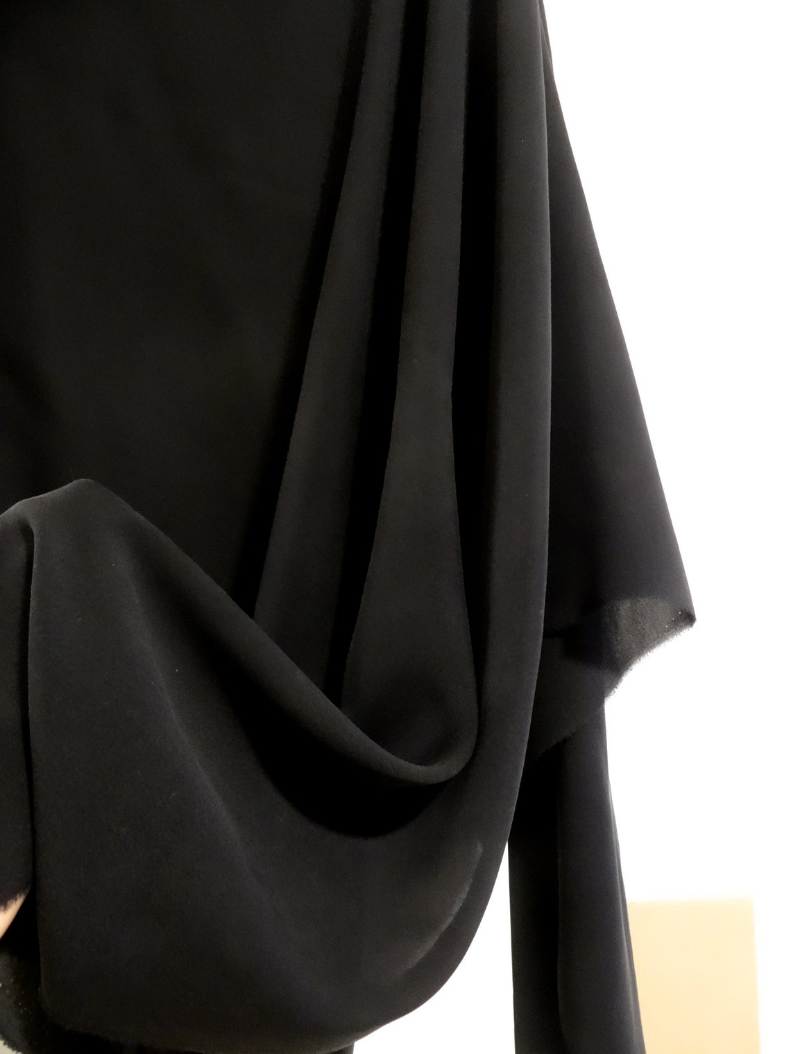 Black light weight sand-washed pure silk crepe sustainable | Etsy