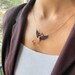 Blue Phoenix Handmade Necklace, Bird Jewelry Rose Gold Firebird Pendant ...