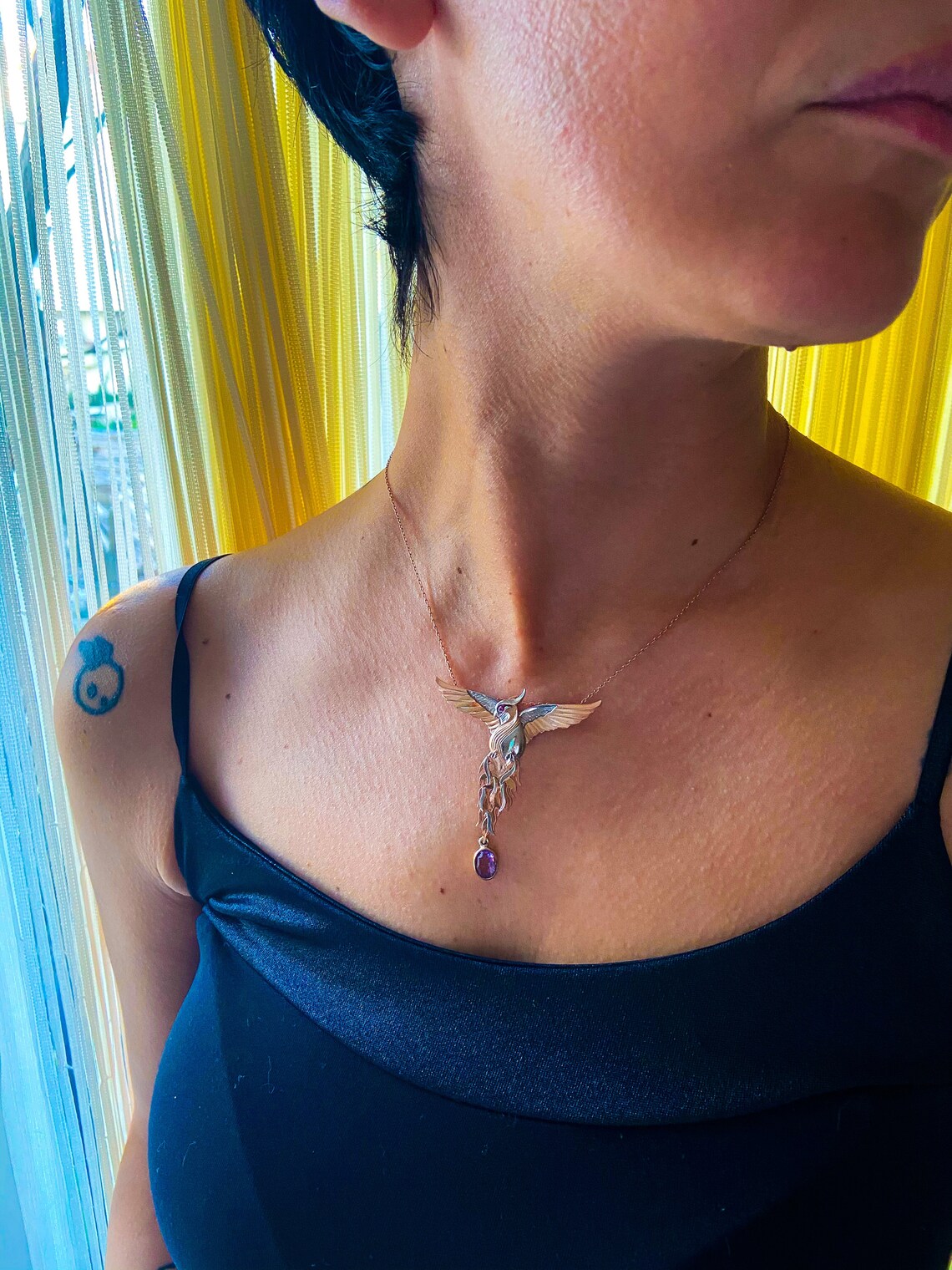 Phoenix Strength Amethyst Stone Firebird 925 Sterling Silver - Etsy