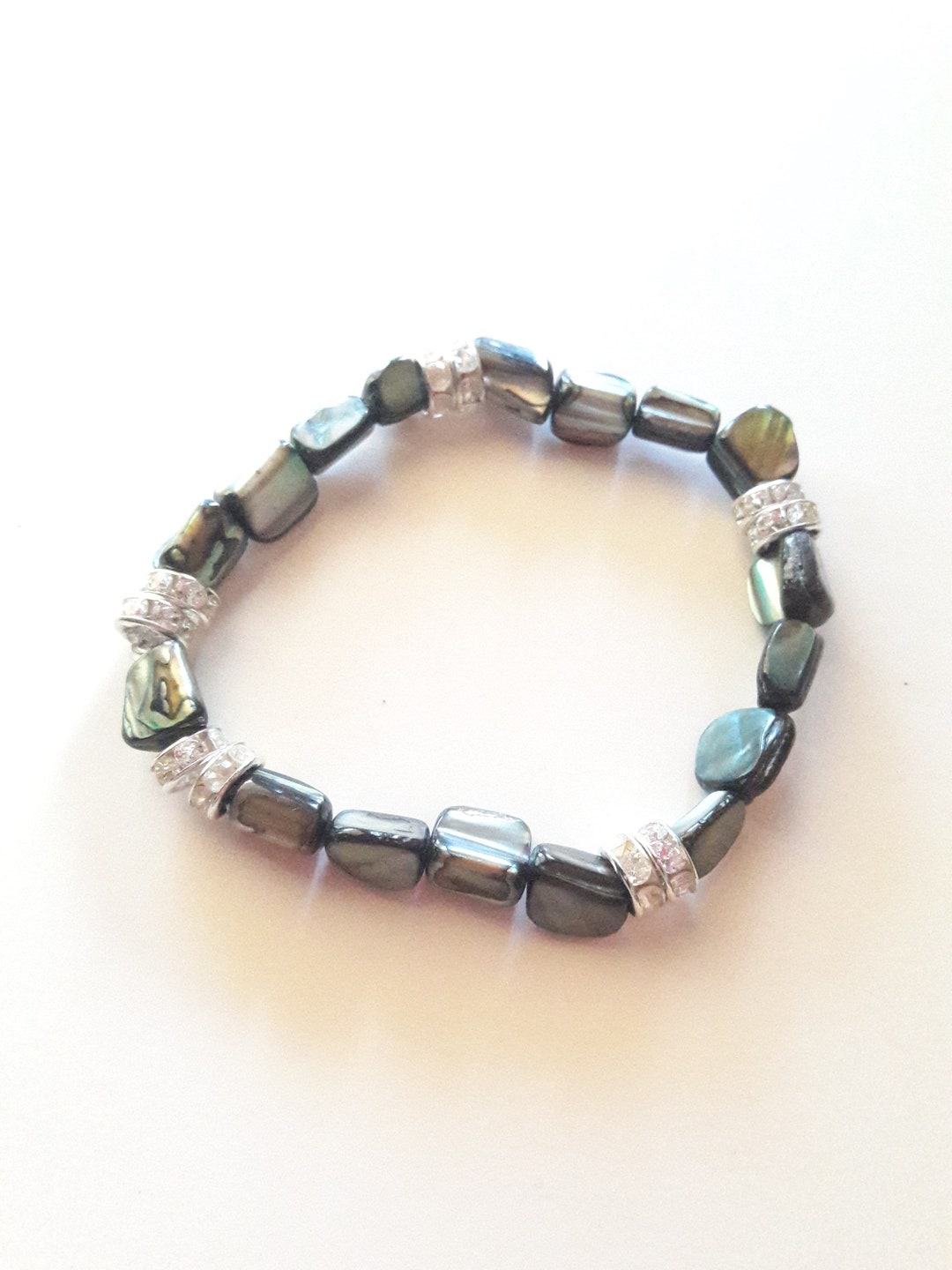 Mother of Pearl Odd Shape Iridescent Beads Stretch Bracelet - Etsy