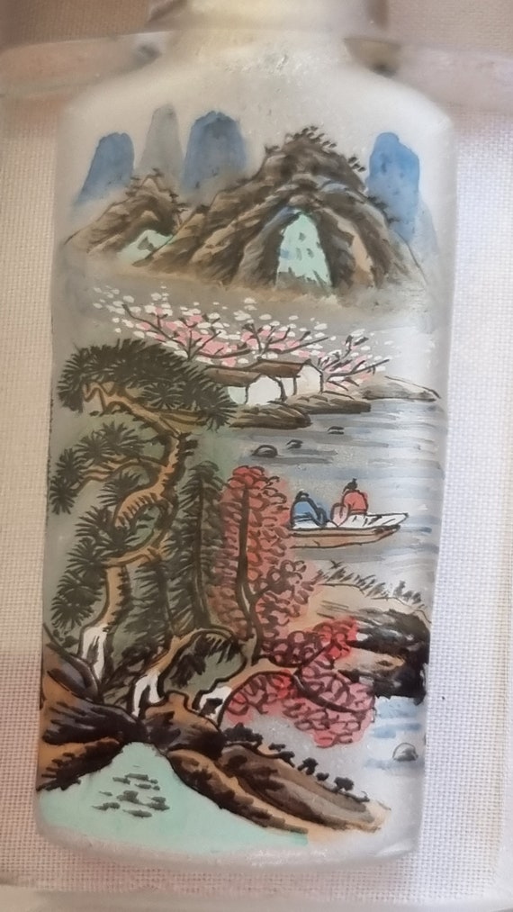 Chinese/Japanese Reverse Hand Painted Glass Snuff Bo… - Gem