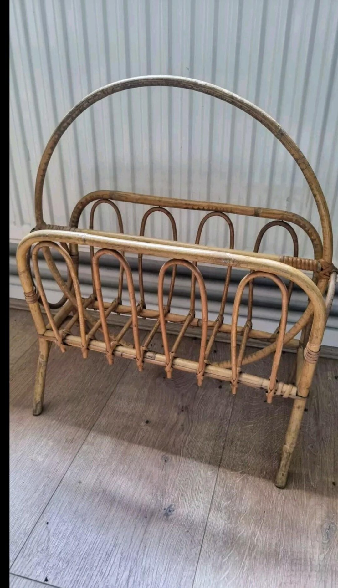 Vintage Cane Wicker Magazine Record Rack 1970s Retro - Etsy