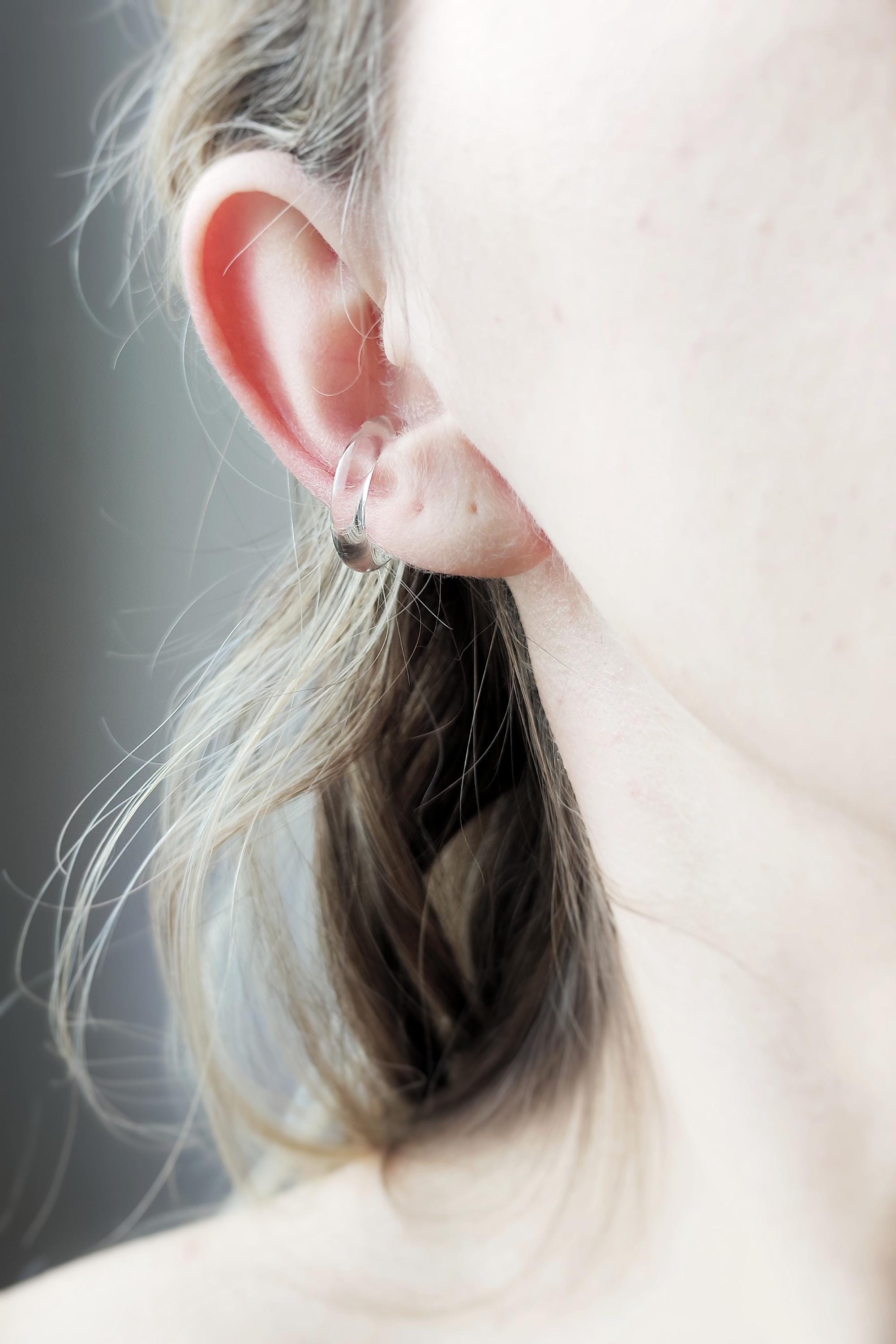 Clear or White Glass Ear Cuff, No Piercing Earring, Clear Glass Ear ...