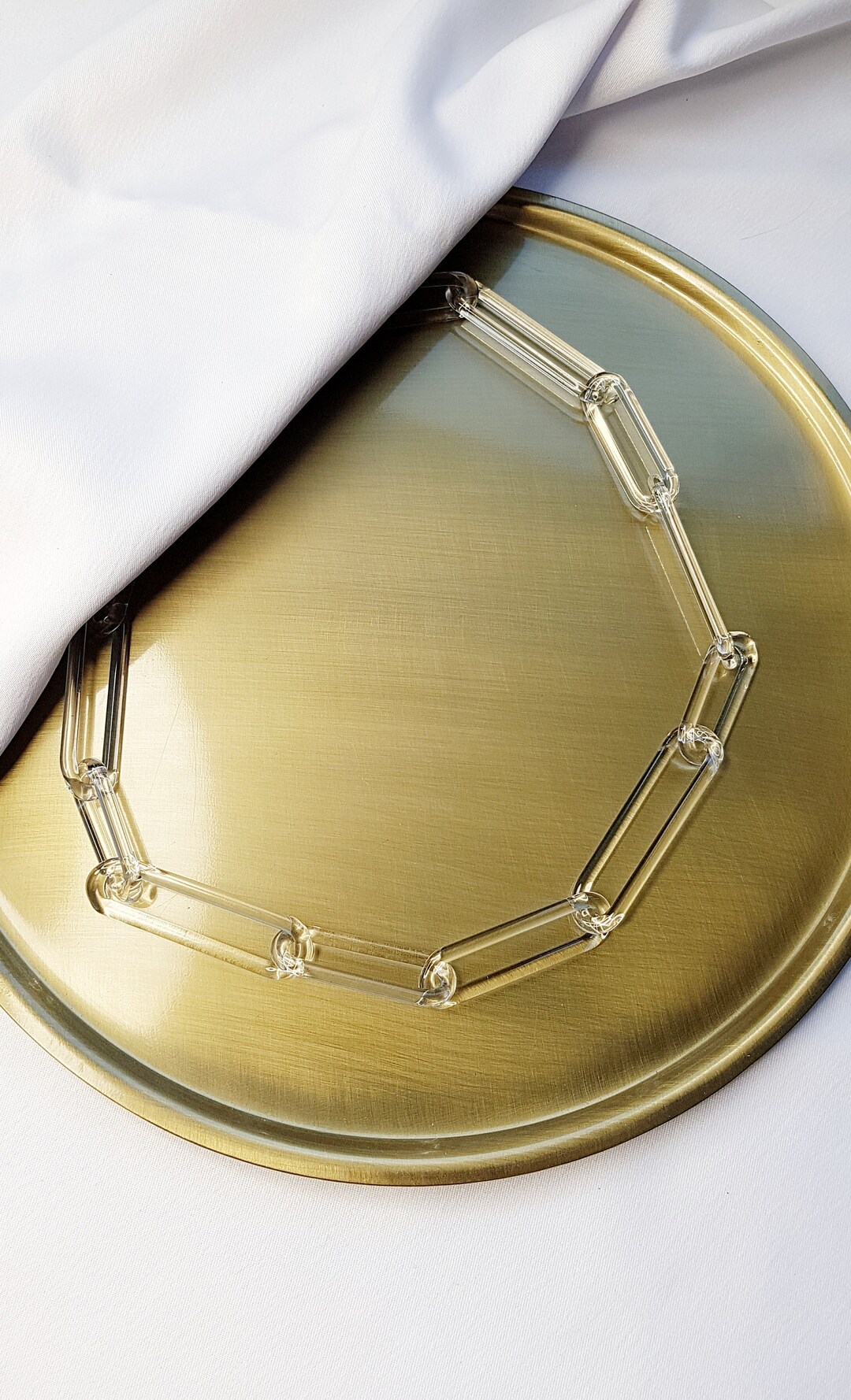 Minimalistic Glass Collar, Chain Necklace, Borosilicate Glass, Chain ...